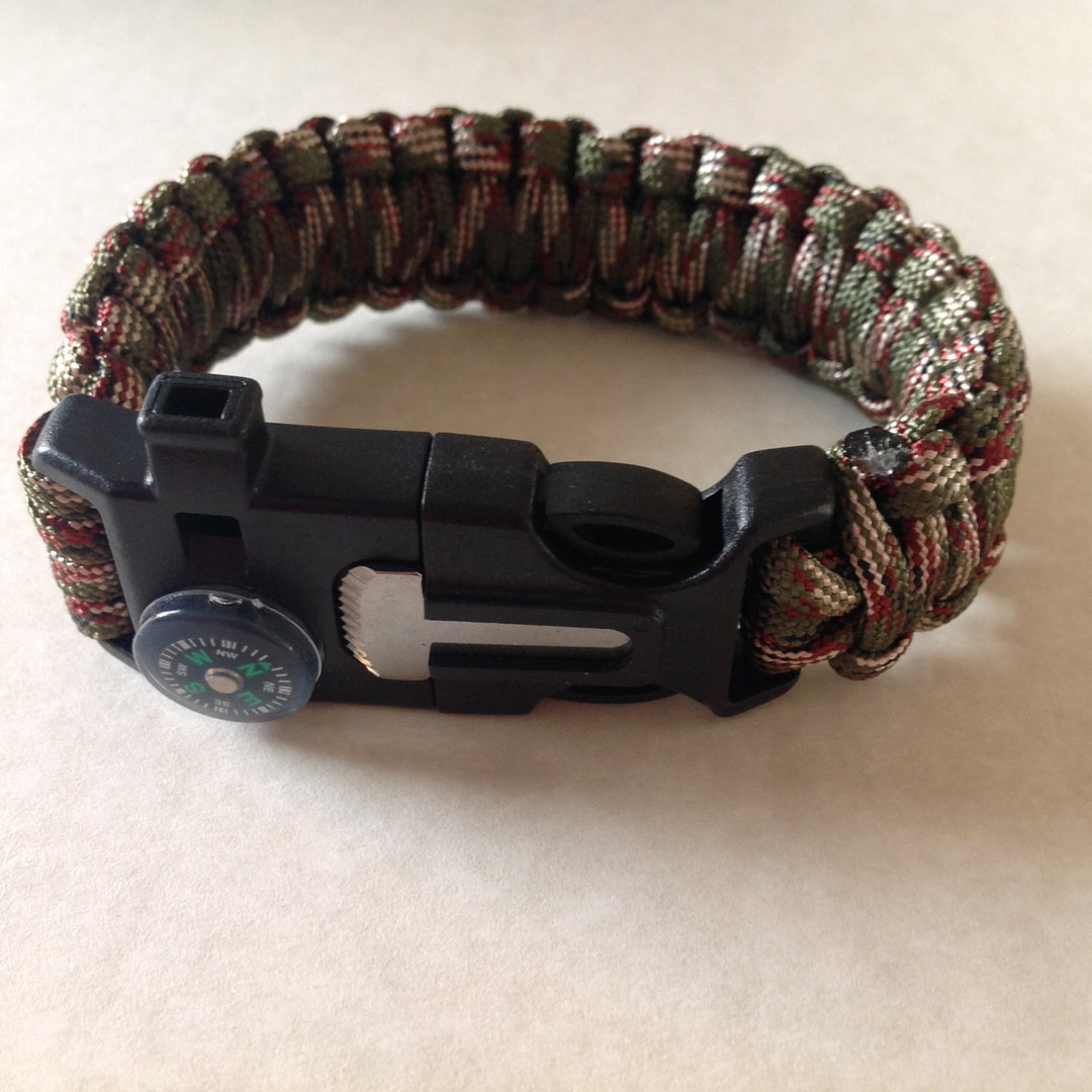 Tactical Survival Paracord Handwoven Bracelet Camo Wristband With ...