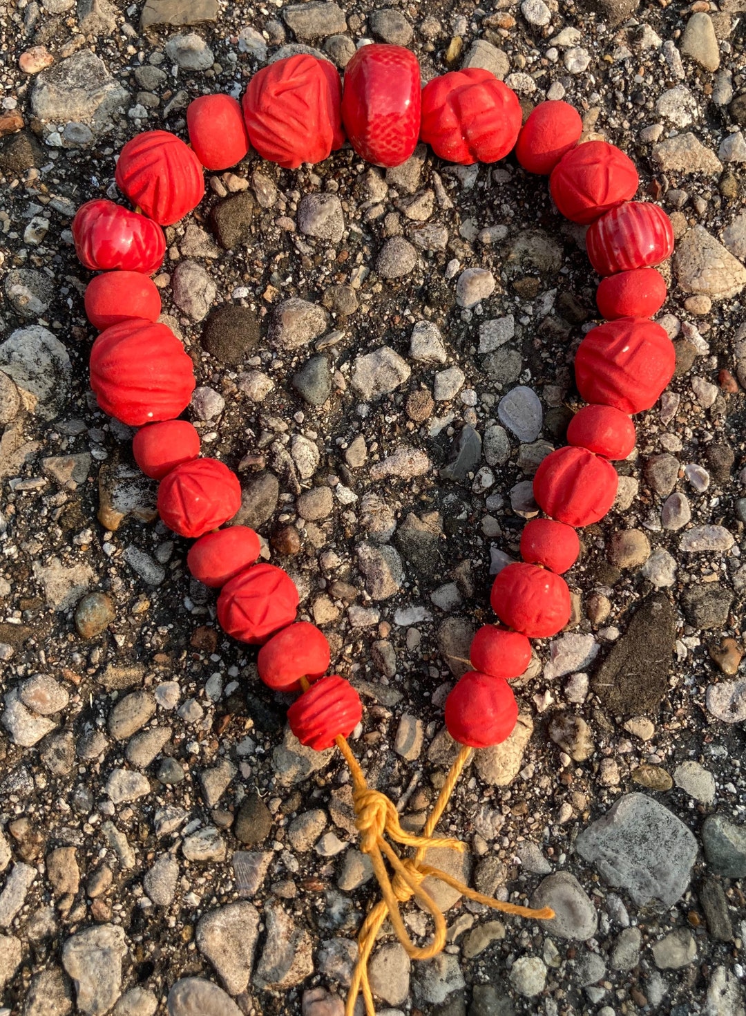 25 Hand Sculpted Red Stoneware Ceramic Beads Made by Angela - Etsy