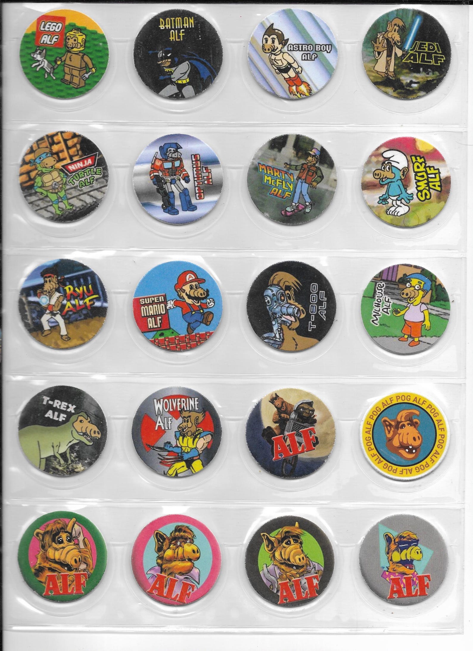 ALF 15th Anniversary TV Show Pogs Milkcaps Custom Made New Complete Set of 20 Pogs 1 Steve Allen ...