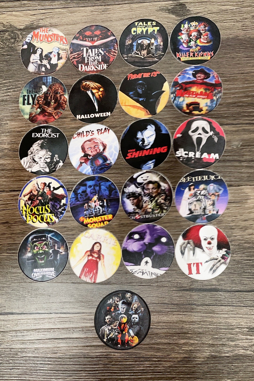 Horror Movie Pogs Milkcaps Custom Made New Complete Set of 20 Pogs 1 ...