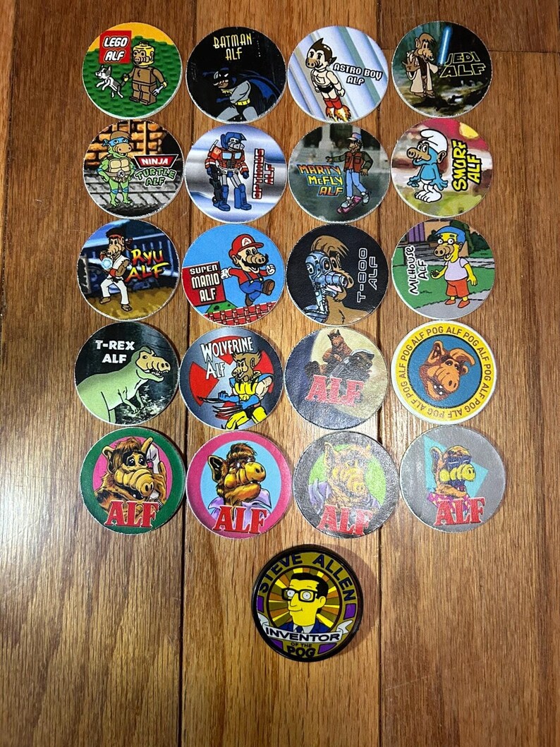 ALF 15th Anniversary TV Show Pogs Milkcaps Custom Made New Complete Set of 20 Pogs 1 Steve Allen ...