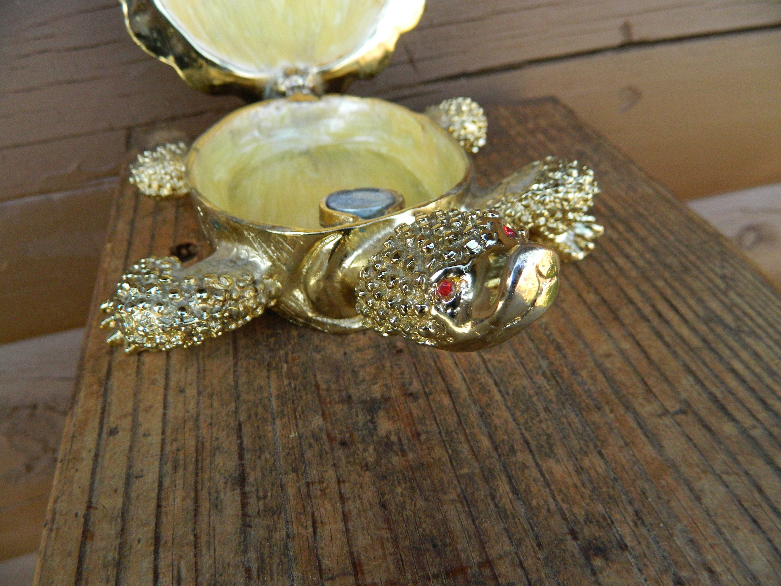 Bejeweled Sea Turtle Trinket Box Jewelry Collectible Enameled Hinged ...