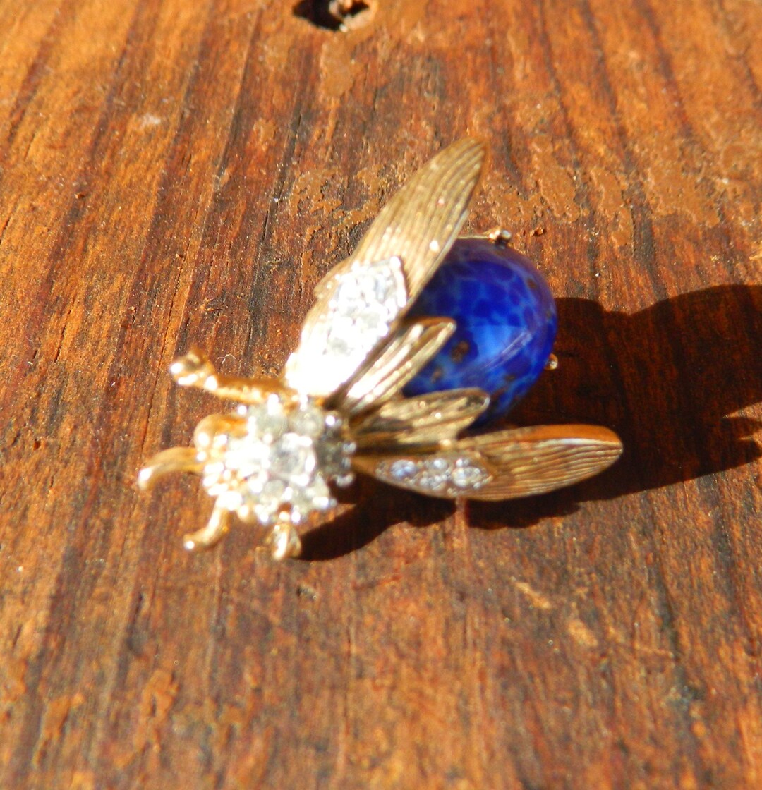 Vintage Rhinestone Bee Pin Brooch - Etsy