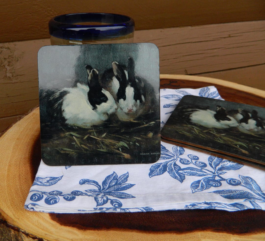 Rabbit Coasters: Glossy Finish, Set of Four - Etsy
