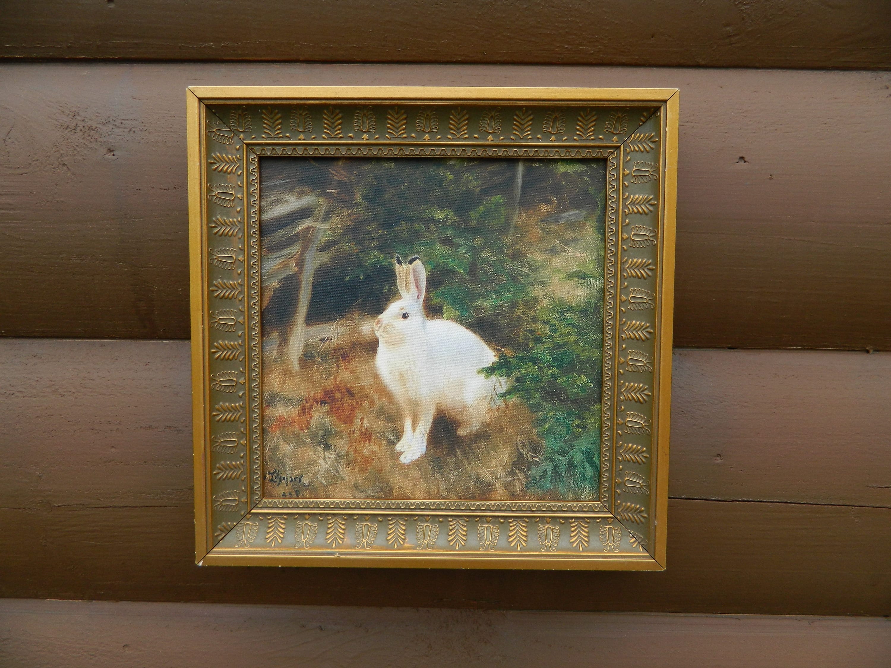 Spring Rabbit Print - Gold Frame With Wall Hanger - Etsy