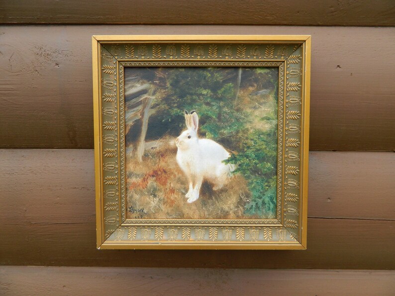 Spring Rabbit Print - Gold Frame With Wall Hanger - Etsy
