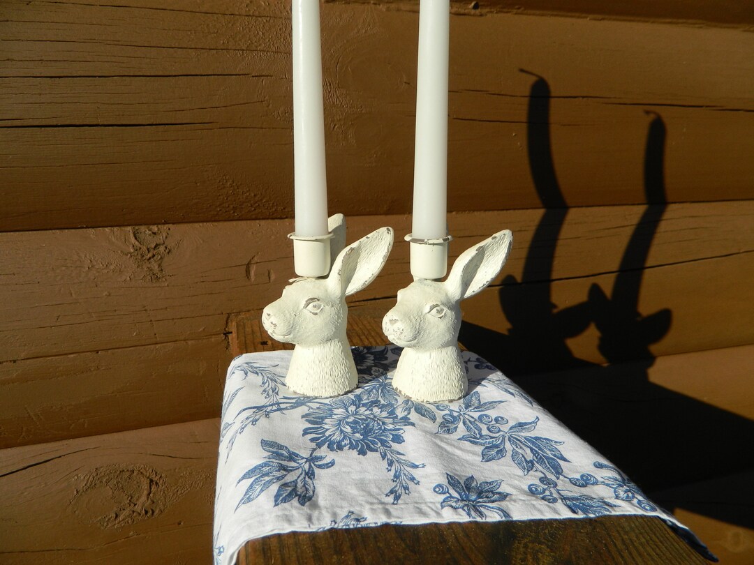 Rabbit Candle Holders Bunny Candle Holder, Pillar Candle Holder, Spring ...