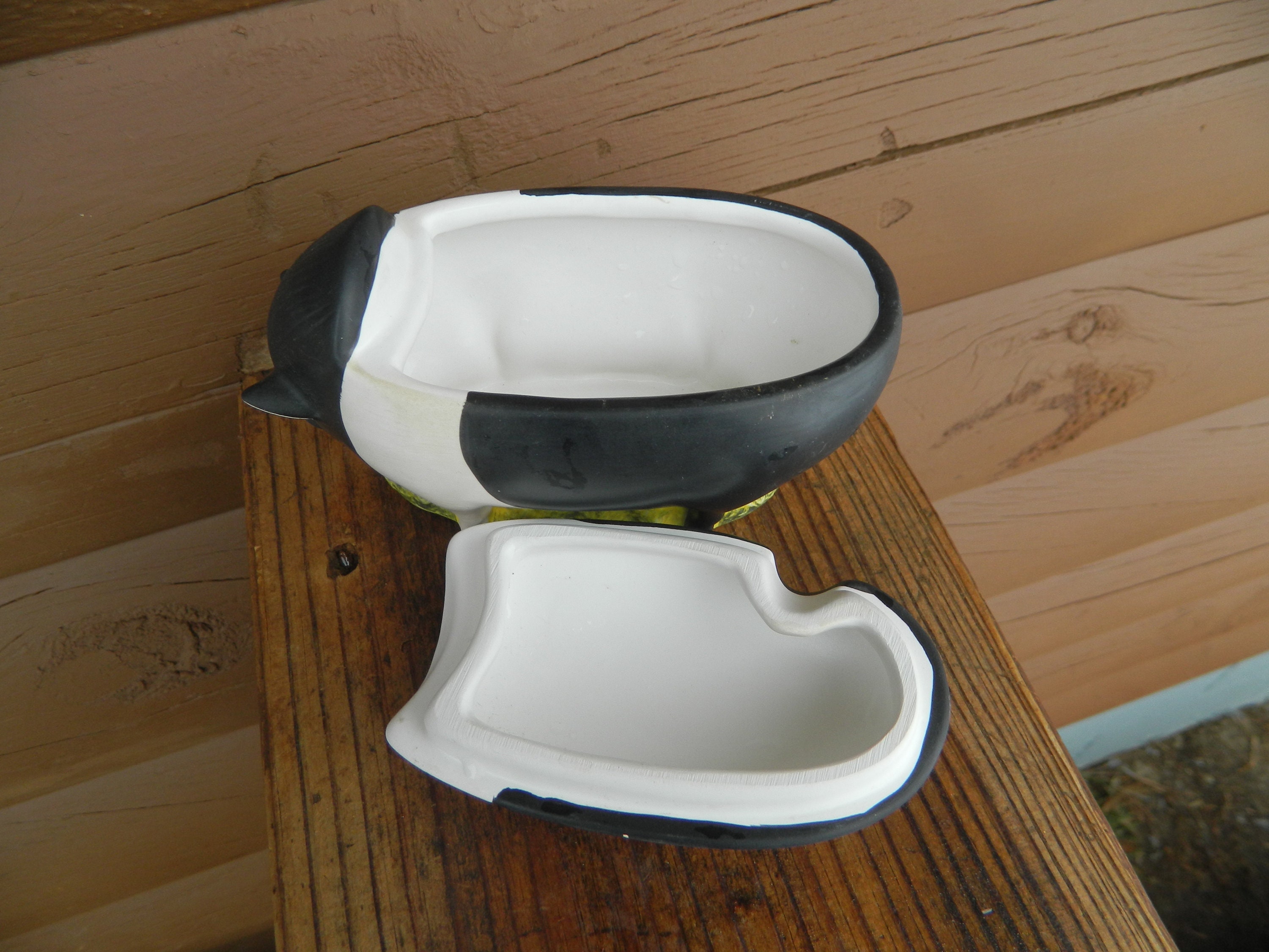 Vintage Sakura Warren Kimble Black and White Hand Painted Ceramic Pig ...