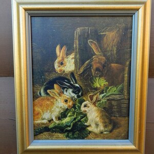 Group of Rabbits Print on Canvas- Vintage Gold Frame With Hanger - Etsy