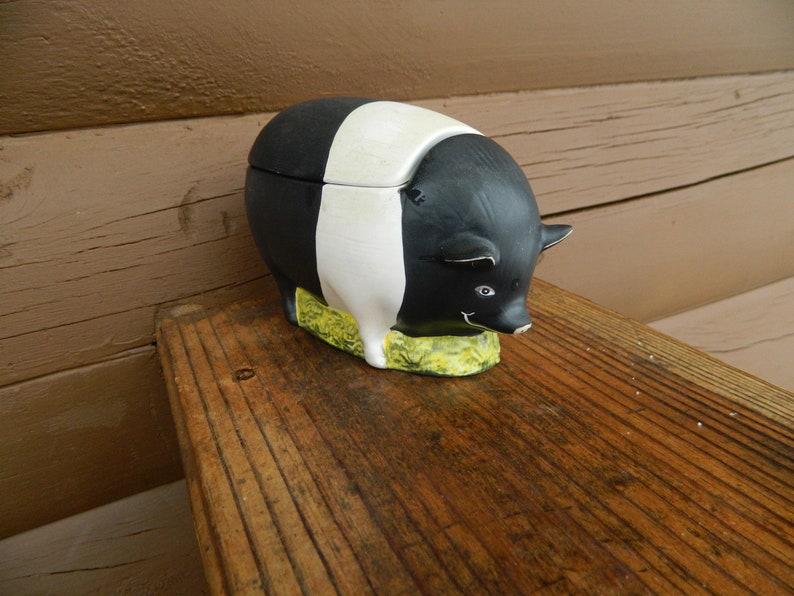 Vintage Sakura Warren Kimble Black and White Hand Painted Ceramic Pig ...