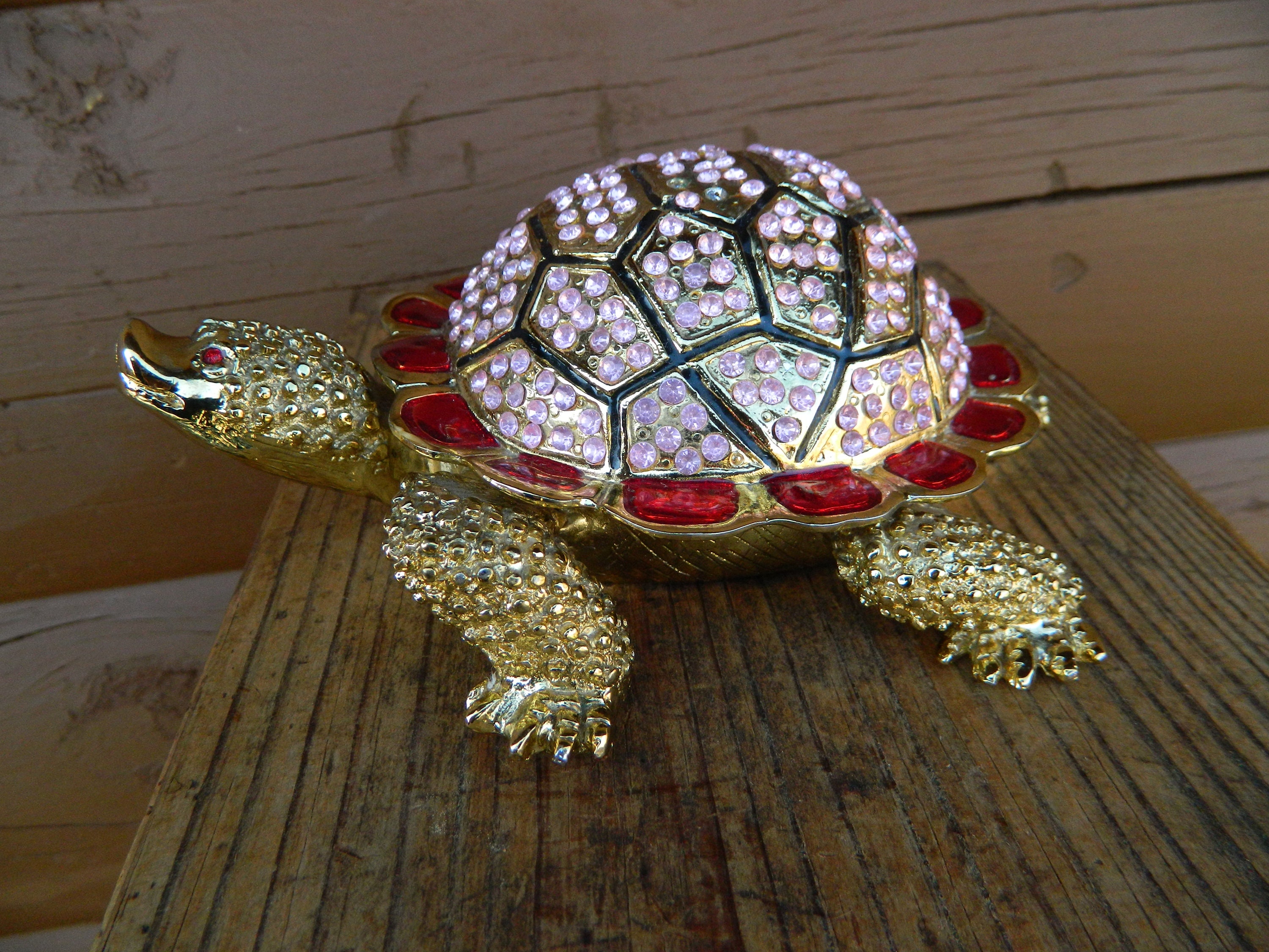 Bejeweled Sea Turtle Trinket Box Jewelry Collectible Enameled - Etsy