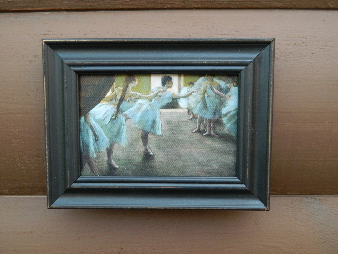 Ballerina Art Print Framed Oil Painting Print on Canvas in Distressed ...