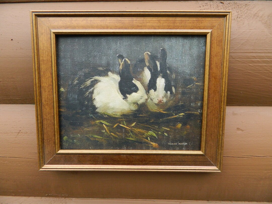 Pair of Rabbits Print - Gold Frame With Wall Hanger - Etsy