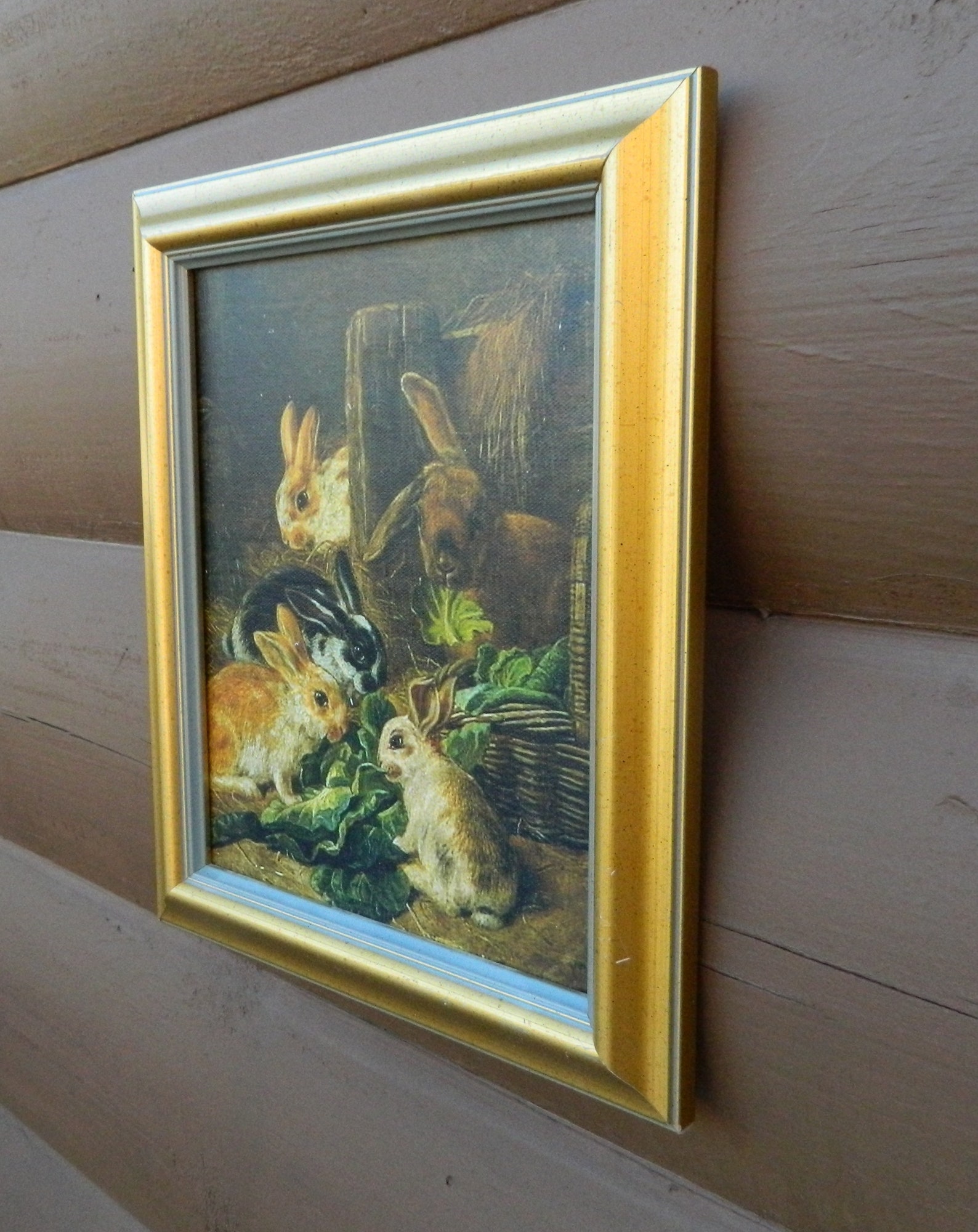 Group of Rabbits Print on Canvas Vintage Gold Frame With Hanger - Etsy
