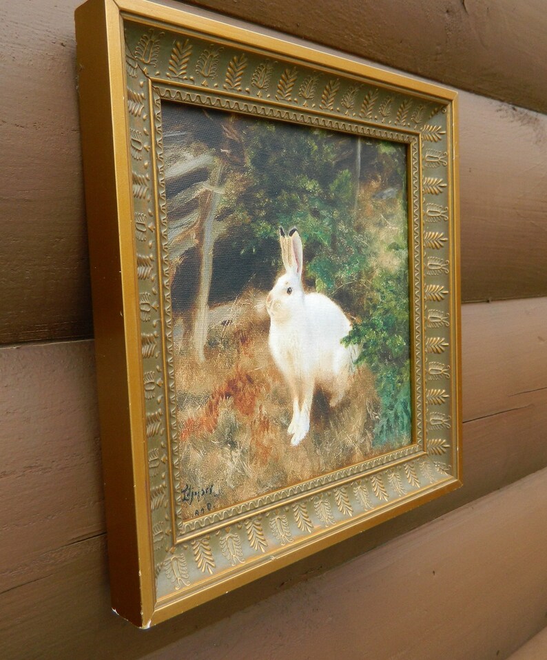 Spring Rabbit Print - Gold Frame With Wall Hanger - Etsy