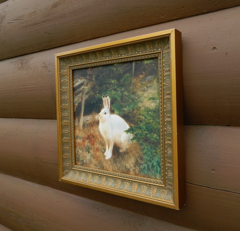 Spring Rabbit Print - Gold Frame With Wall Hanger - Etsy