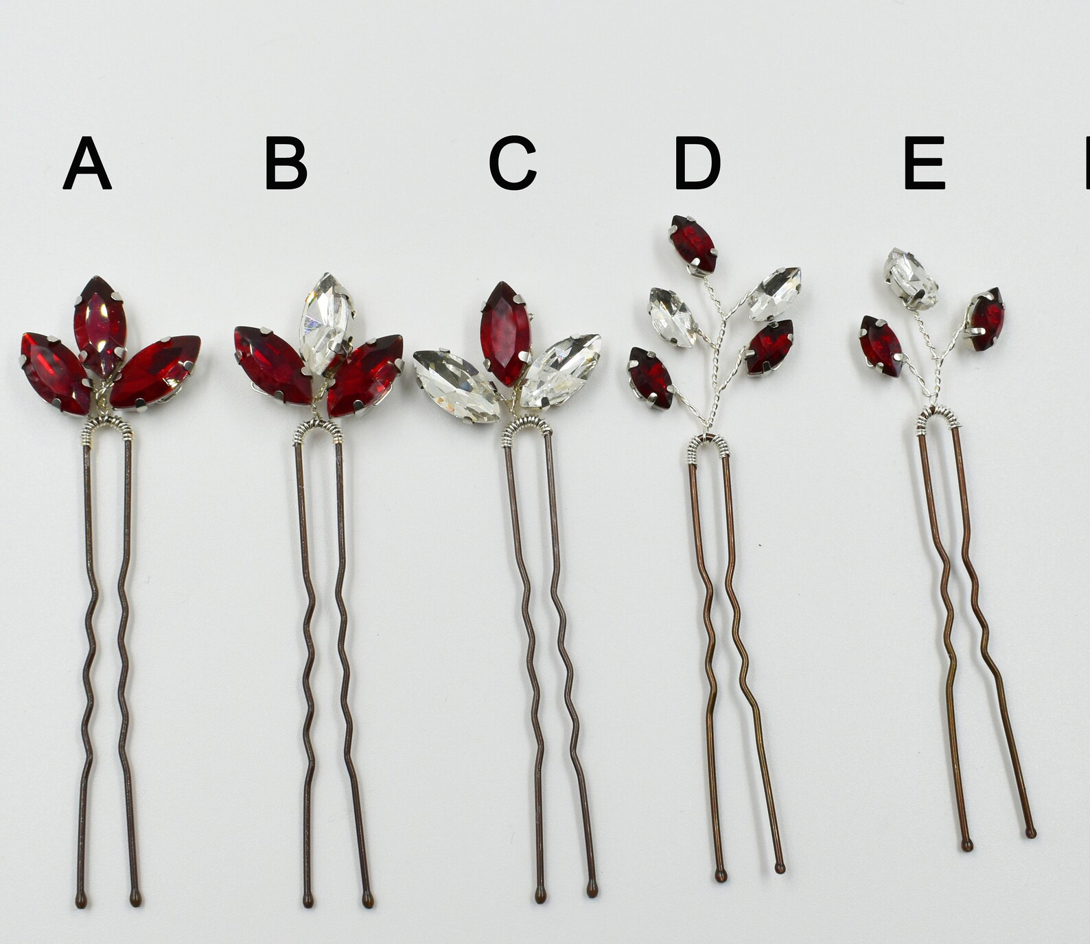 Deep Dark Red Sparkly Rhinestone Bridal Hair Pin, Bridesmaids Hair ...