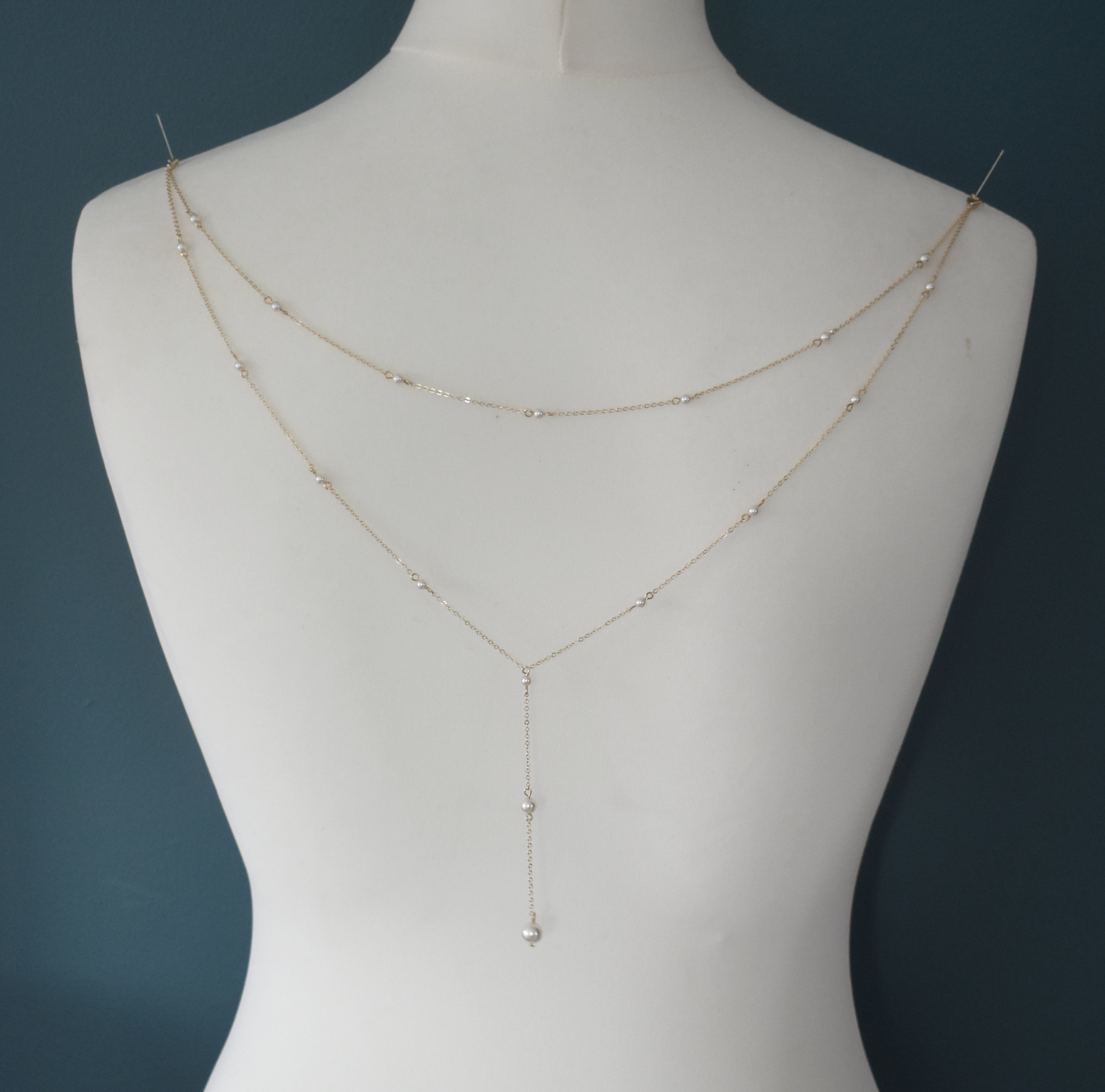 Pearl Bridal Back Necklace: Silver or Gold Wedding Jewelry - Etsy