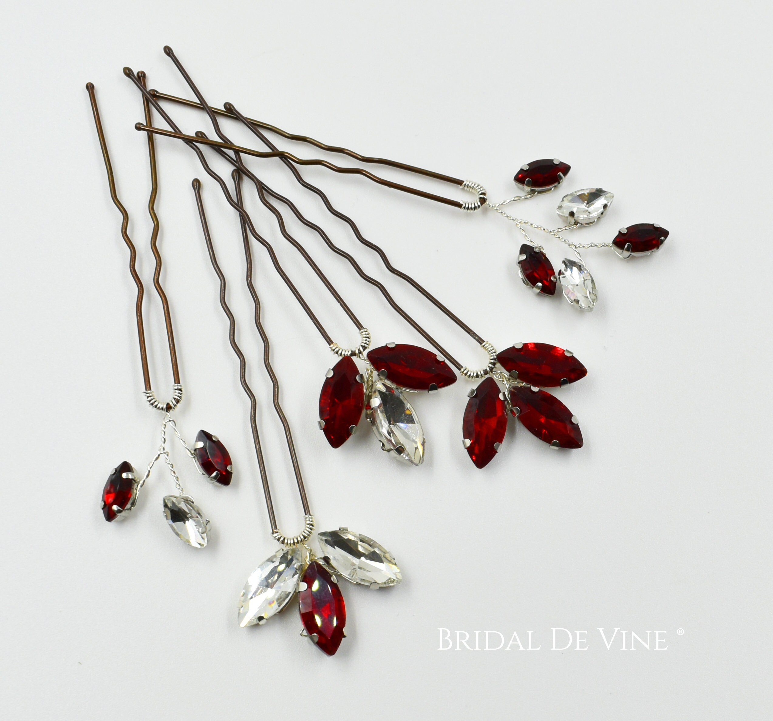 Deep Dark Red Sparkly Rhinestone Bridal Hair Pin, Bridesmaids Hair ...