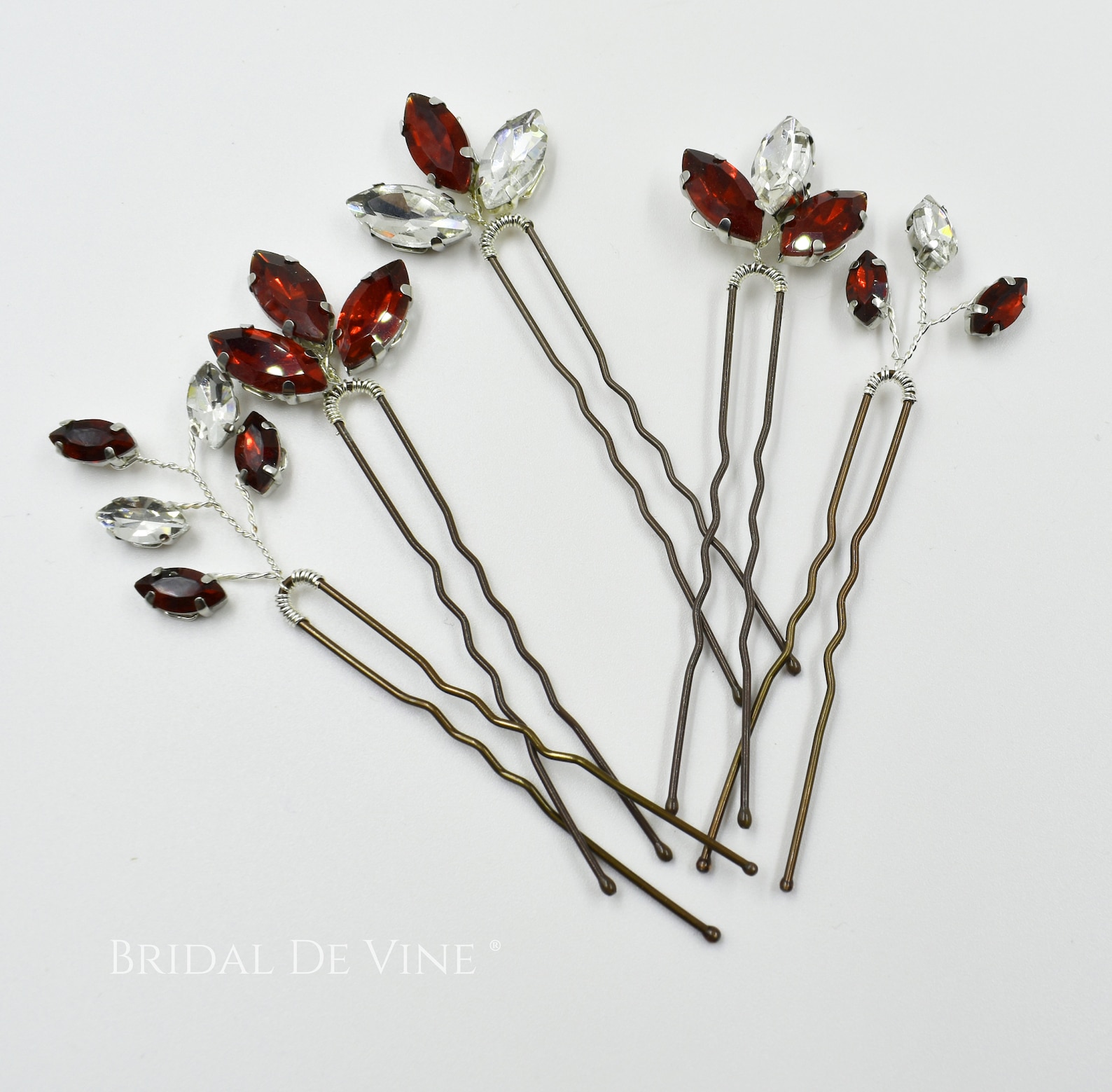 Deep Dark Red Sparkly Rhinestone Bridal Hair Pin, Bridesmaids Hair ...