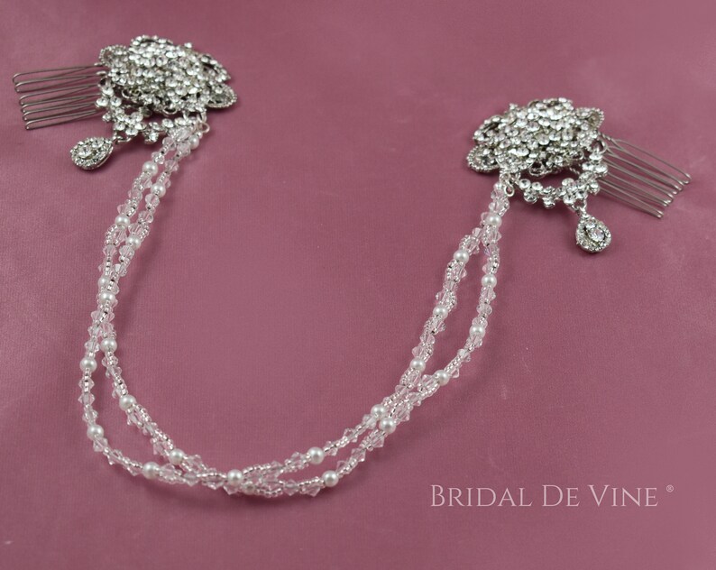 Bridal Hair Drape Double Hair Comb Bridal Forehead Band - Etsy