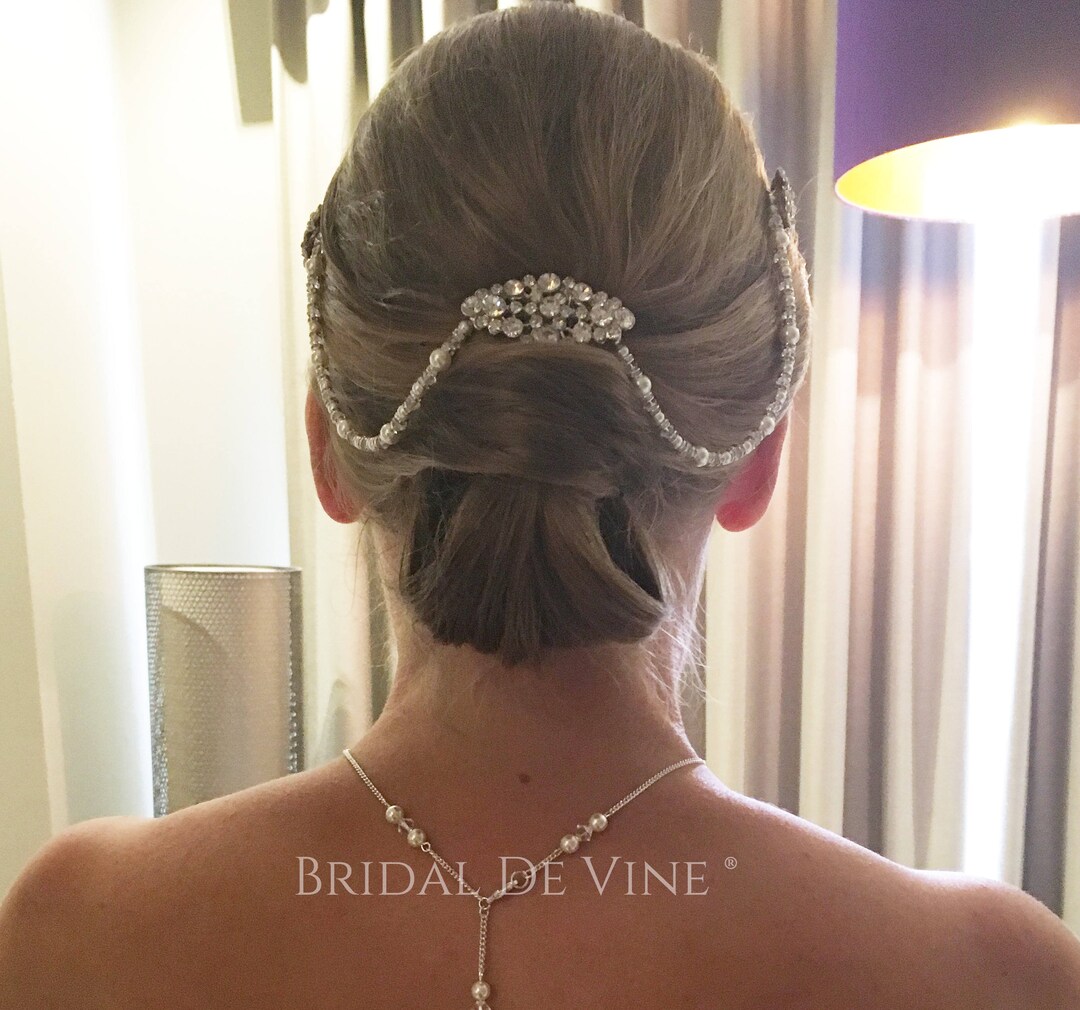 Bridal Back Drape, Hair Adornment, Hair Swag, Hair Jewellery, Boho ...