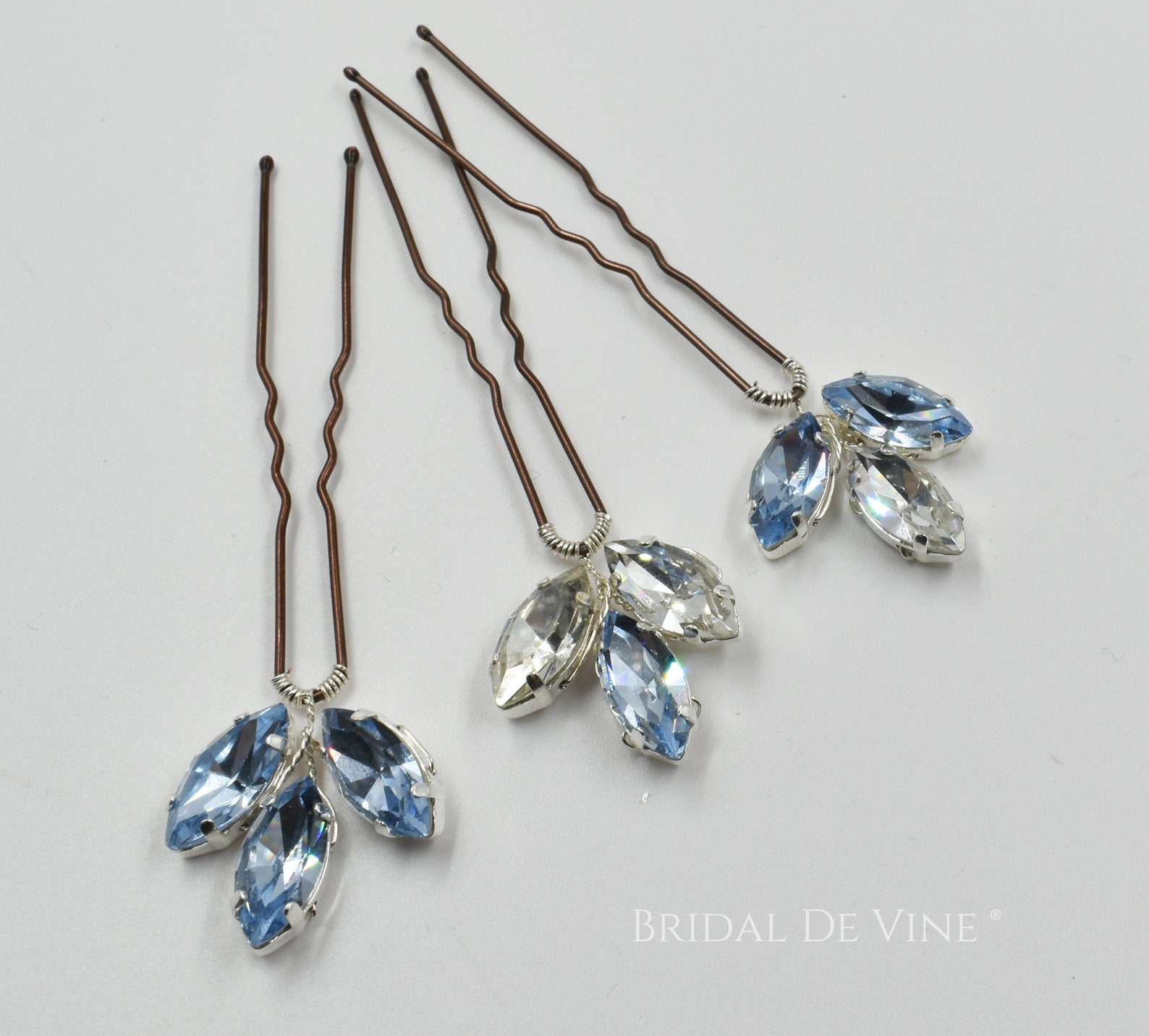 Light Blue Bridal Rhinestone Hair Pin Hair Accessories | Etsy