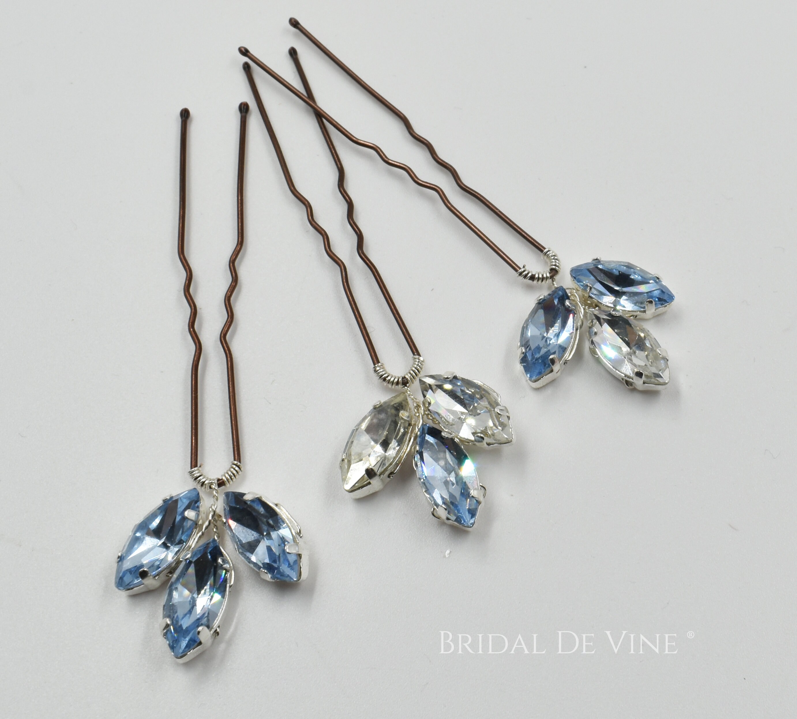 Light Blue Bridal Rhinestone Hair Pin Hair Accessories | Etsy