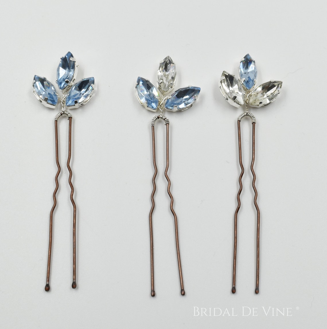 Light Blue Bridal Rhinestone Hair Pin Hair Accessories | Etsy