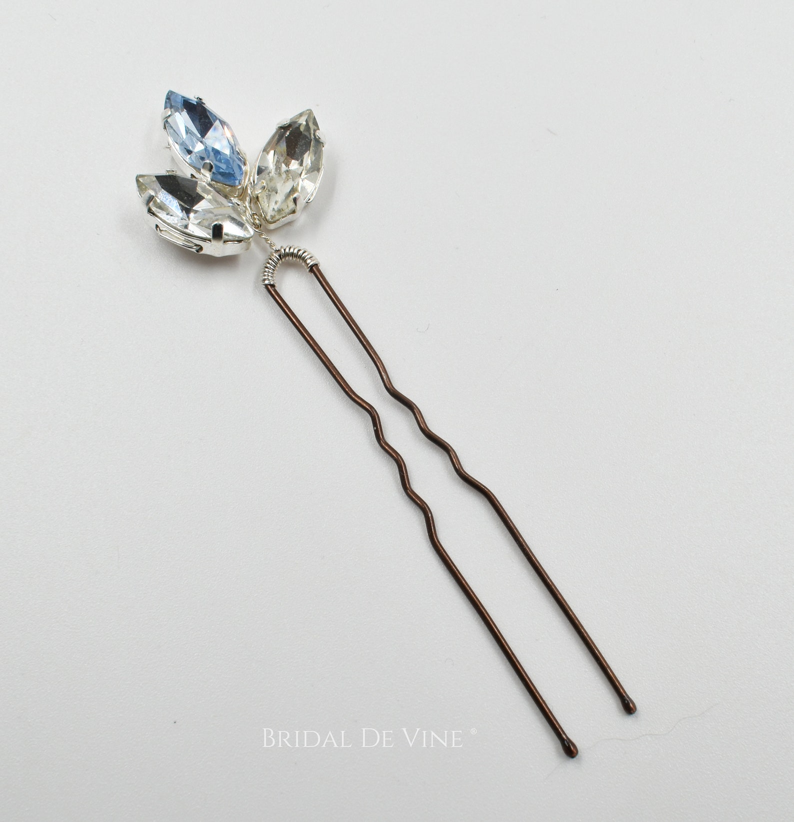 Light Blue Bridal Rhinestone Hair Pin Hair Accessories | Etsy