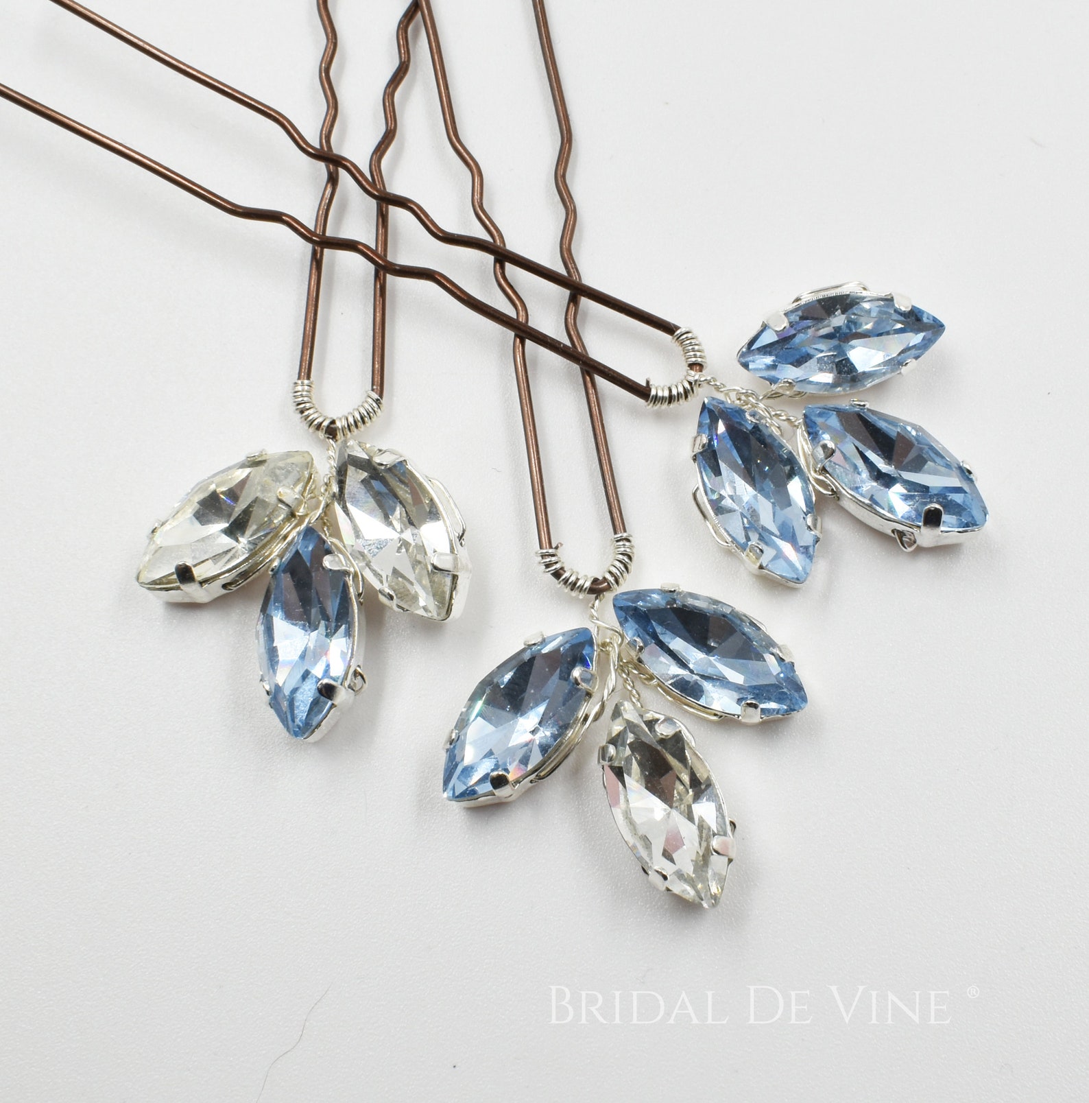 Light Blue Bridal Rhinestone Hair Pin Hair Accessories | Etsy