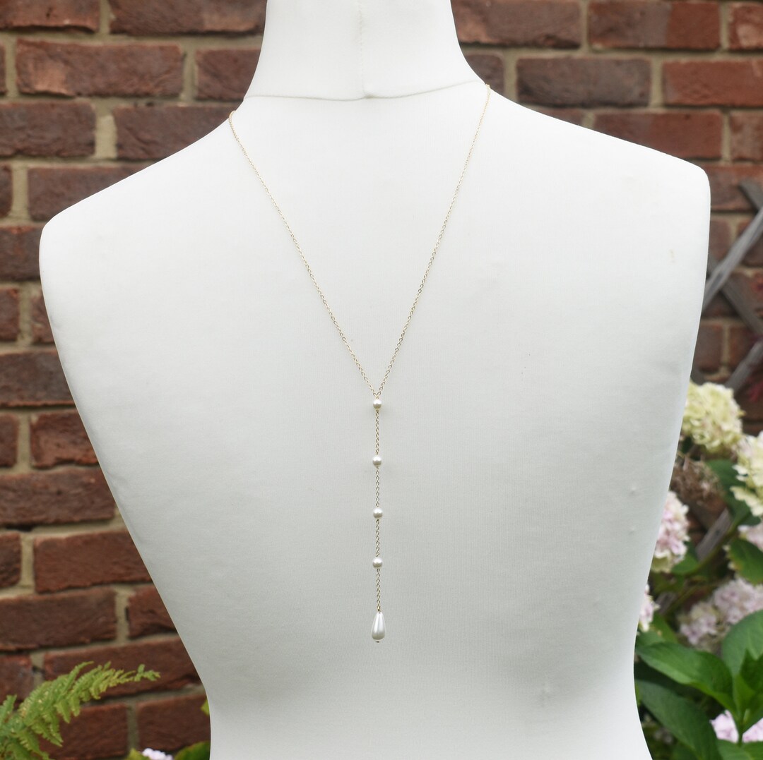 Bridal Backdrop Necklace, Back Lariat, Back Necklace,long Back Necklace ...