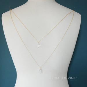 Bridal Back Jewellery, Crystal Drop Back Necklace, Backdrop Pearl Drop ...