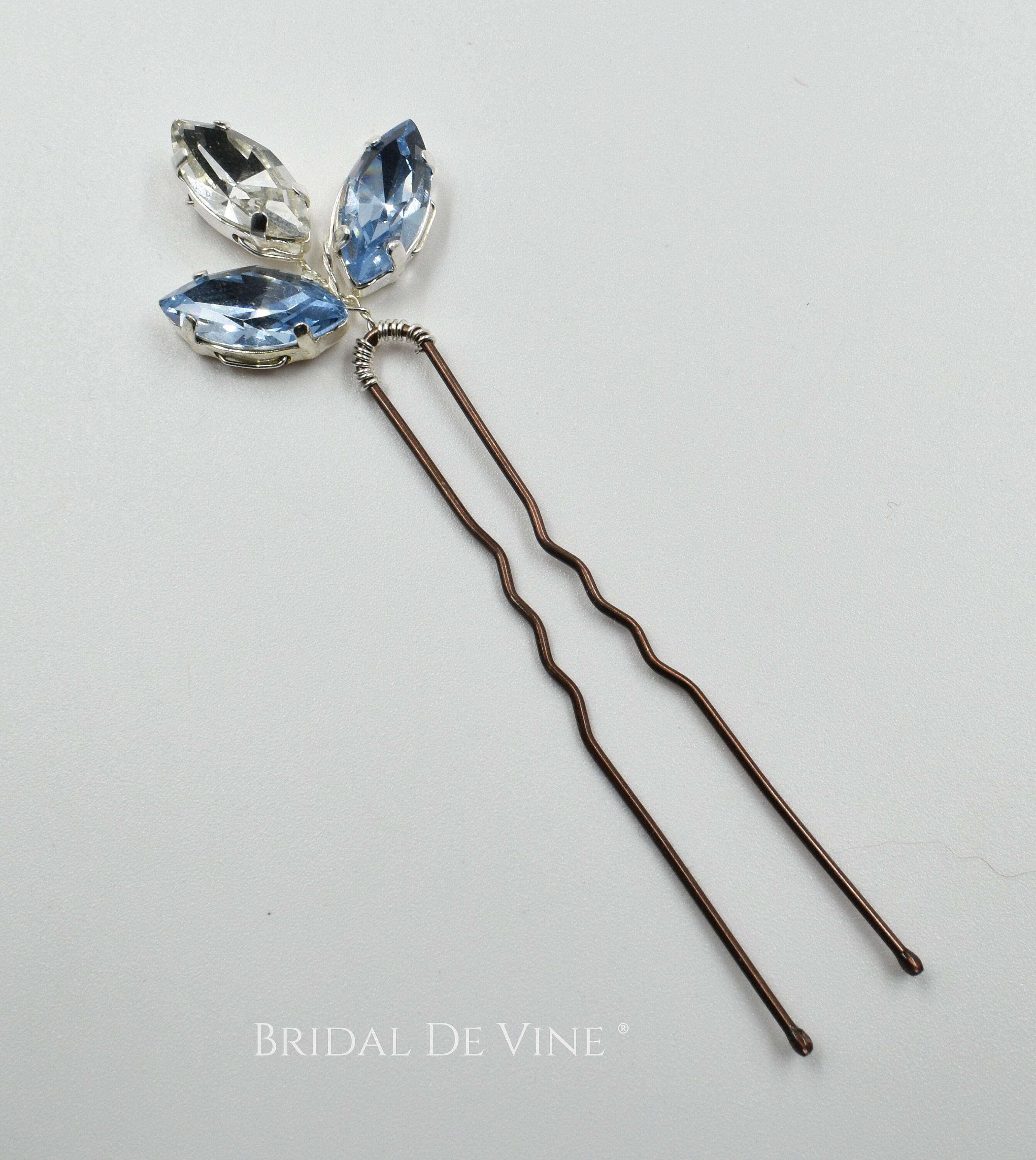 Light Blue Bridal Rhinestone Hair Pin Hair Accessories | Etsy