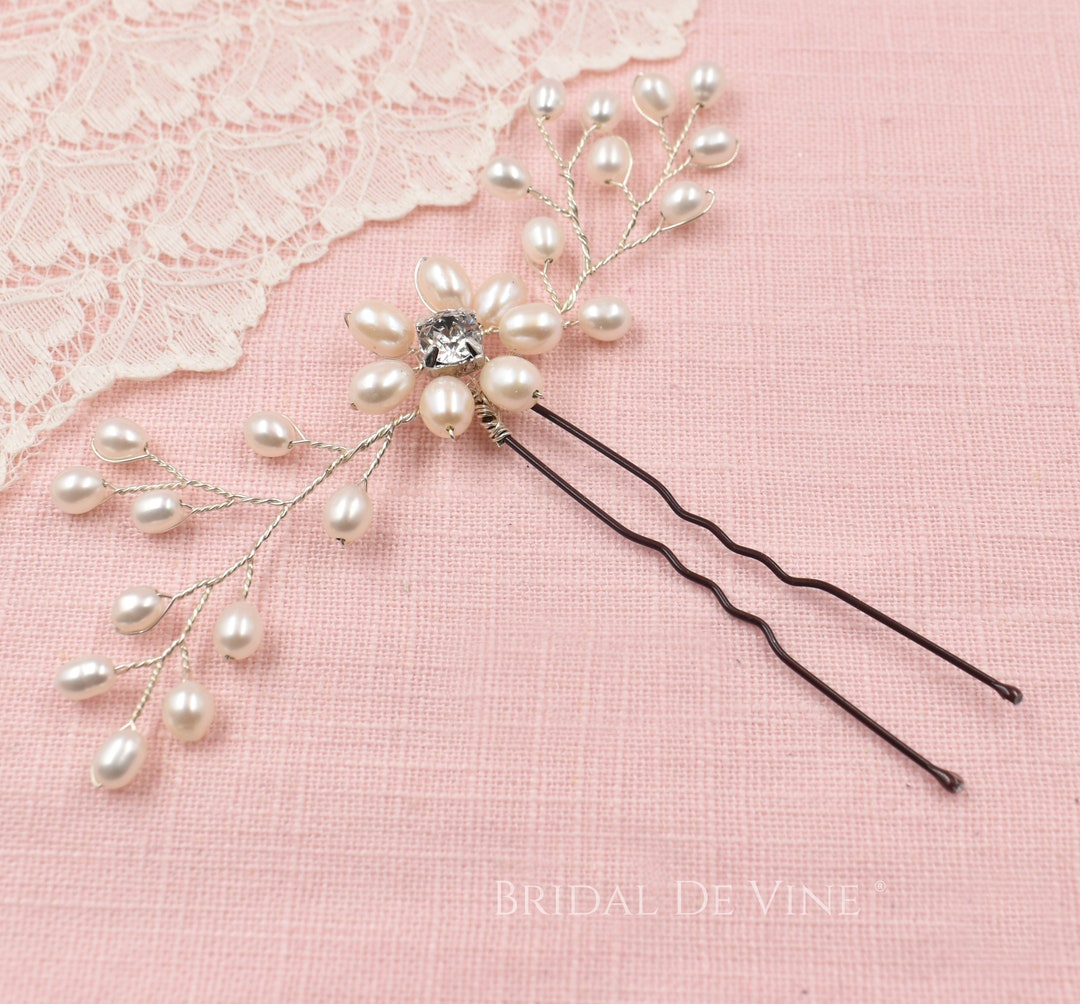 Freshwater Pearl Hair Pin, Diamante, Hair Accessory, Hair Up ...