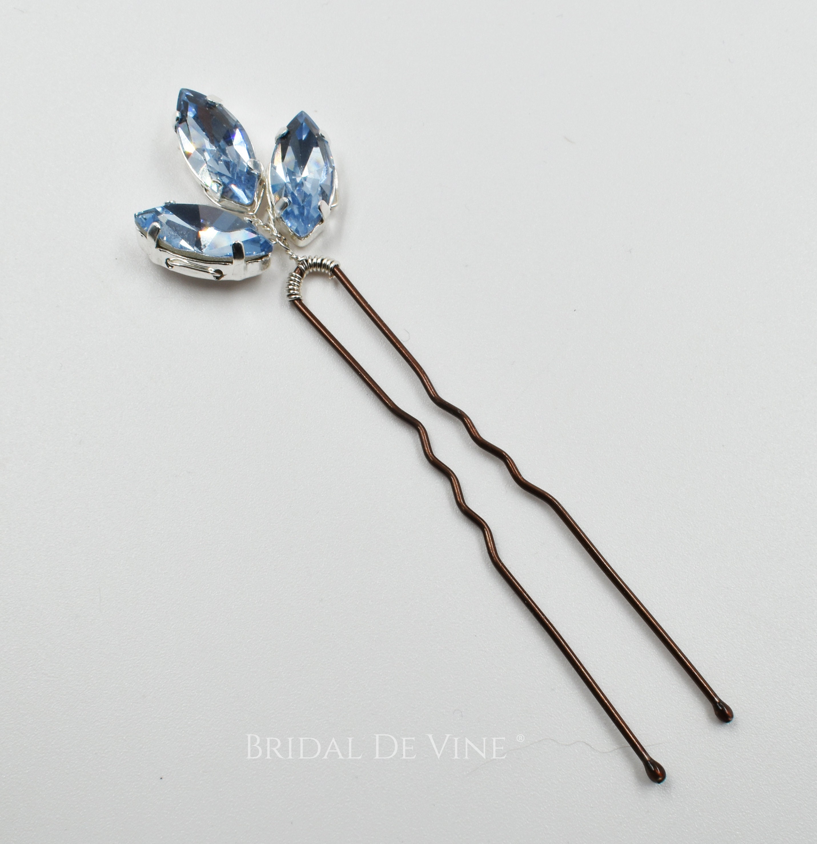 Light Blue Bridal Rhinestone Hair Pin Hair Accessories | Etsy