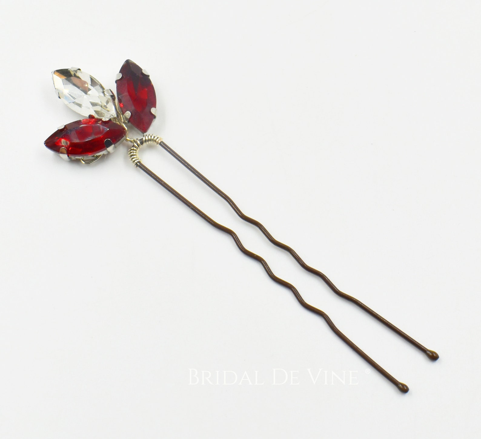 Deep Dark Red Sparkly Rhinestone Bridal Hair Pin Bridesmaids - Etsy UK