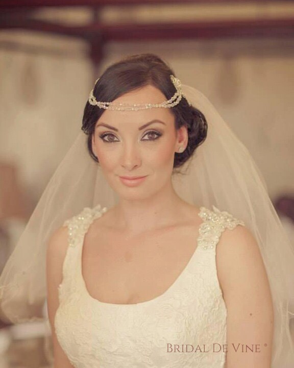 Bridal Hair Drape Double Hair Comb Bridal Forehead Band | Etsy