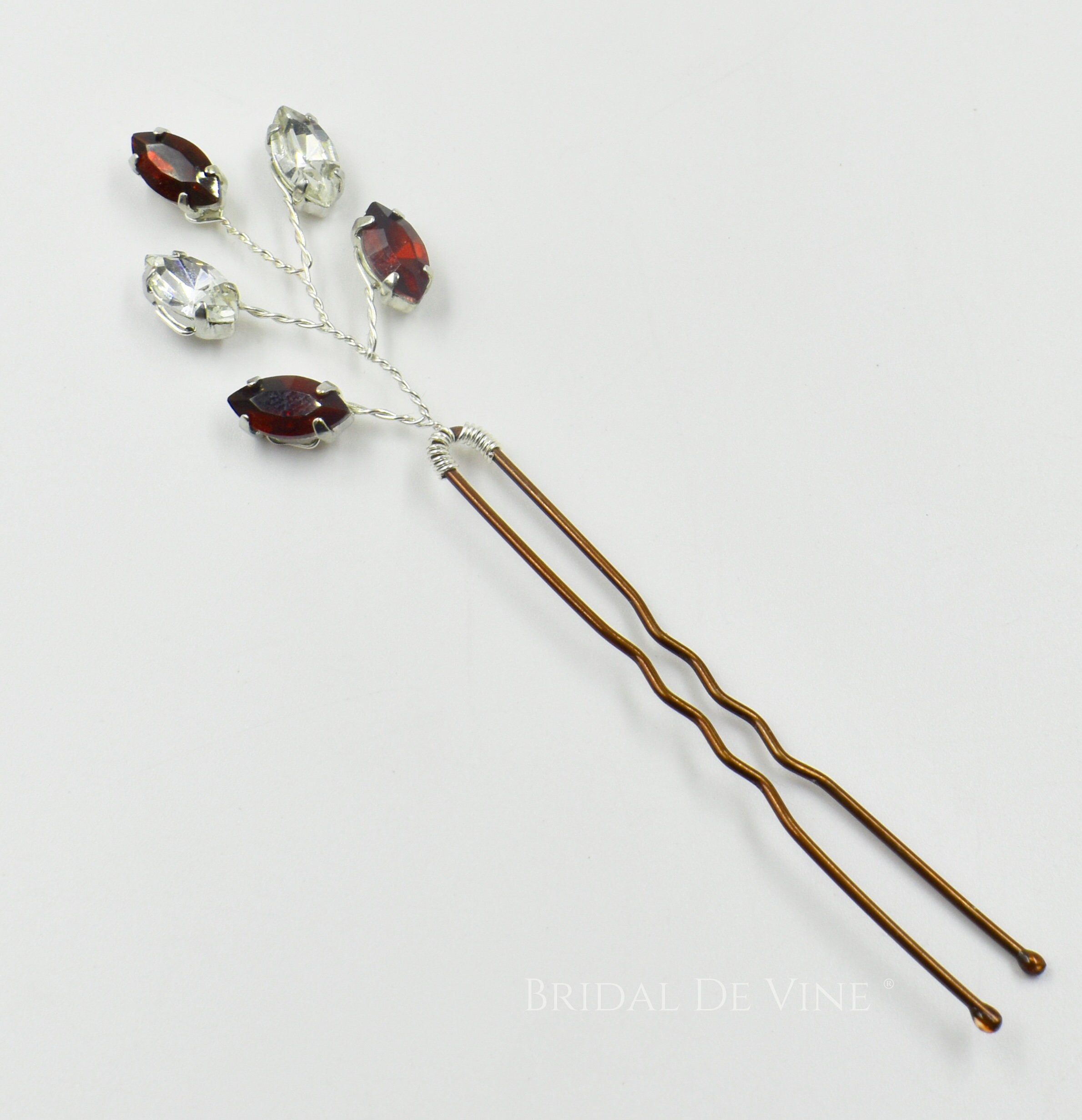 Deep Dark Red Sparkly Rhinestone Bridal Hair Pin Bridesmaids - Etsy UK