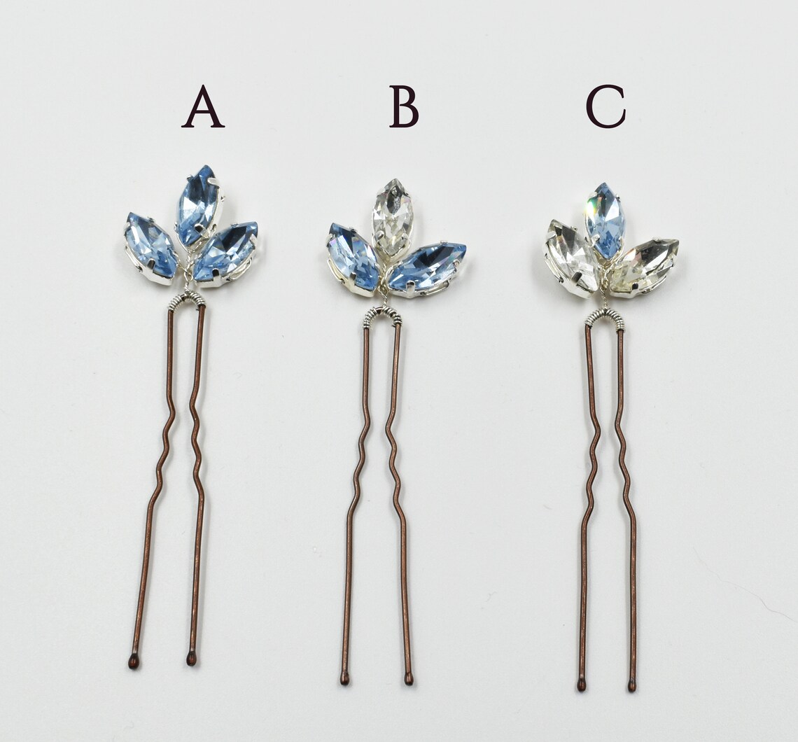 Light Blue Bridal Rhinestone Hair Pin Hair Accessories | Etsy