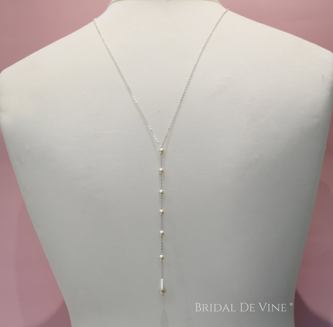 Bridal Backdrop Necklace, Back Lariat, Back Necklace,long Back Necklace ...
