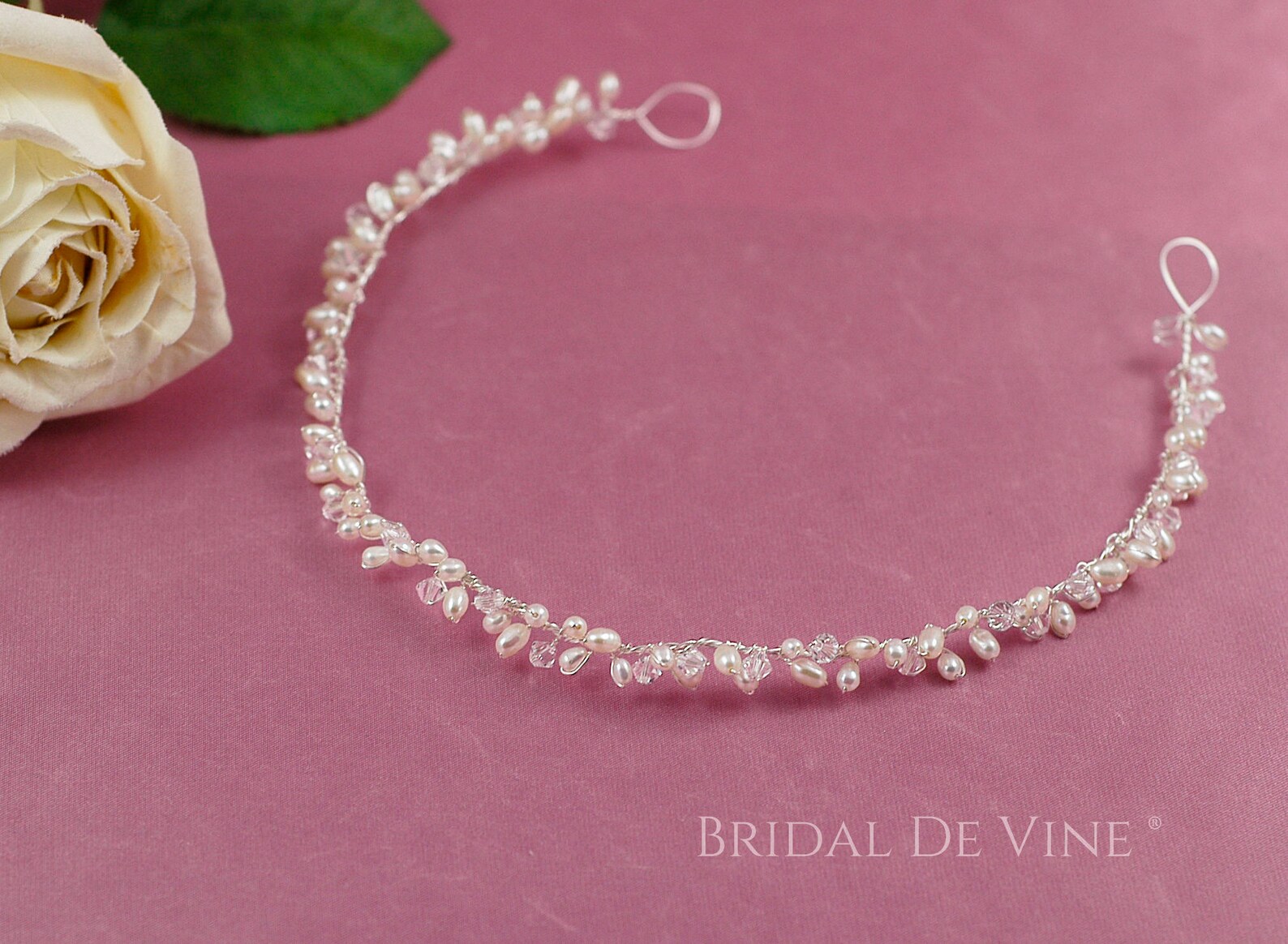 Bridal Headband, Forehead Band, Tiara, Hair Vine, Crystals & Flowers ...