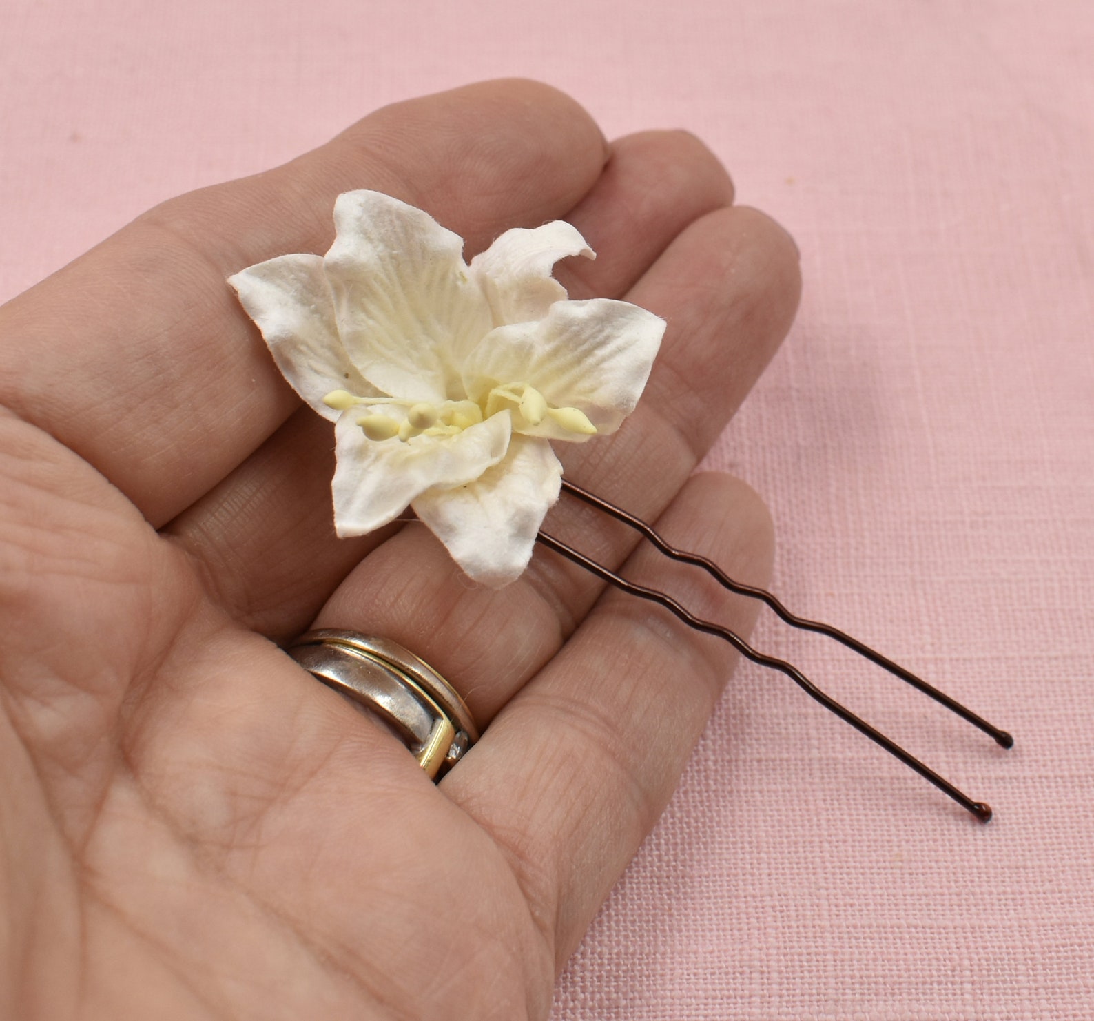 Bridal Lilly Flower Hair Pins, Bridal Grips, Bridal Hair Accessories ...