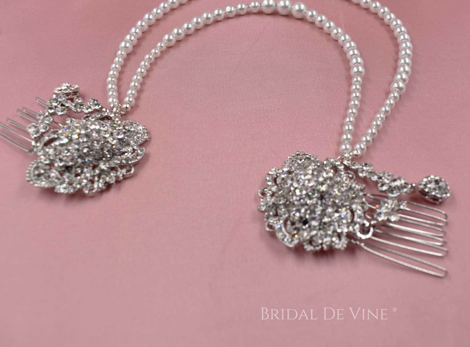 Pearl Bridal Drape Double Hair Comb Hair Swag Back Drape | Etsy