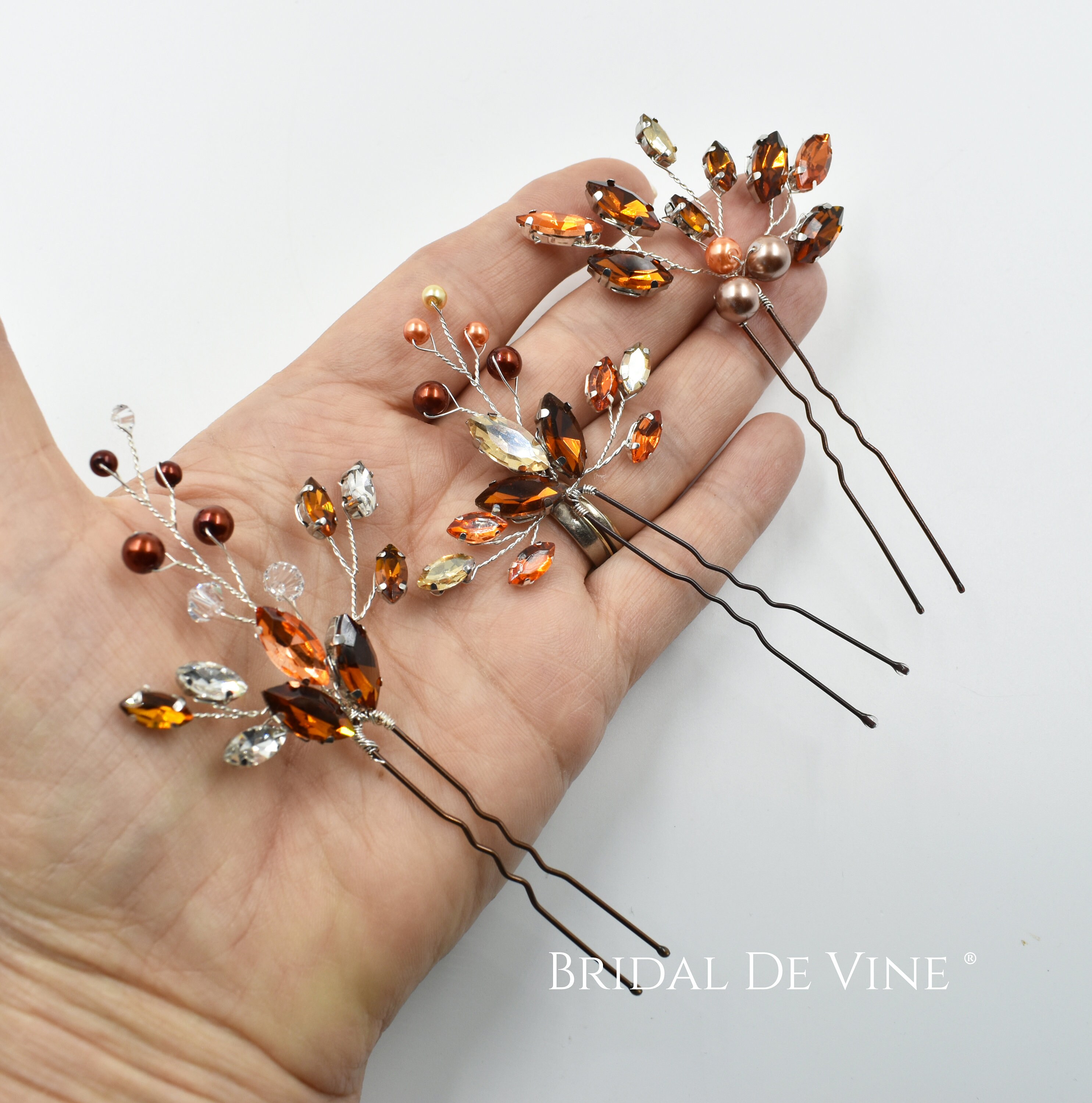Autumn Fall Copper, Terracotta, Rust Hair Pin, Bridesmaids Accessories ...