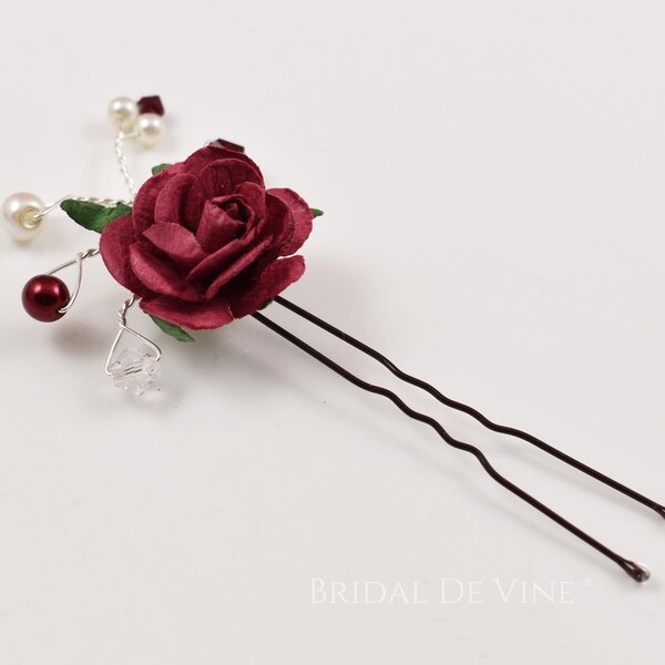 Red Rose Hair Pin - Etsy