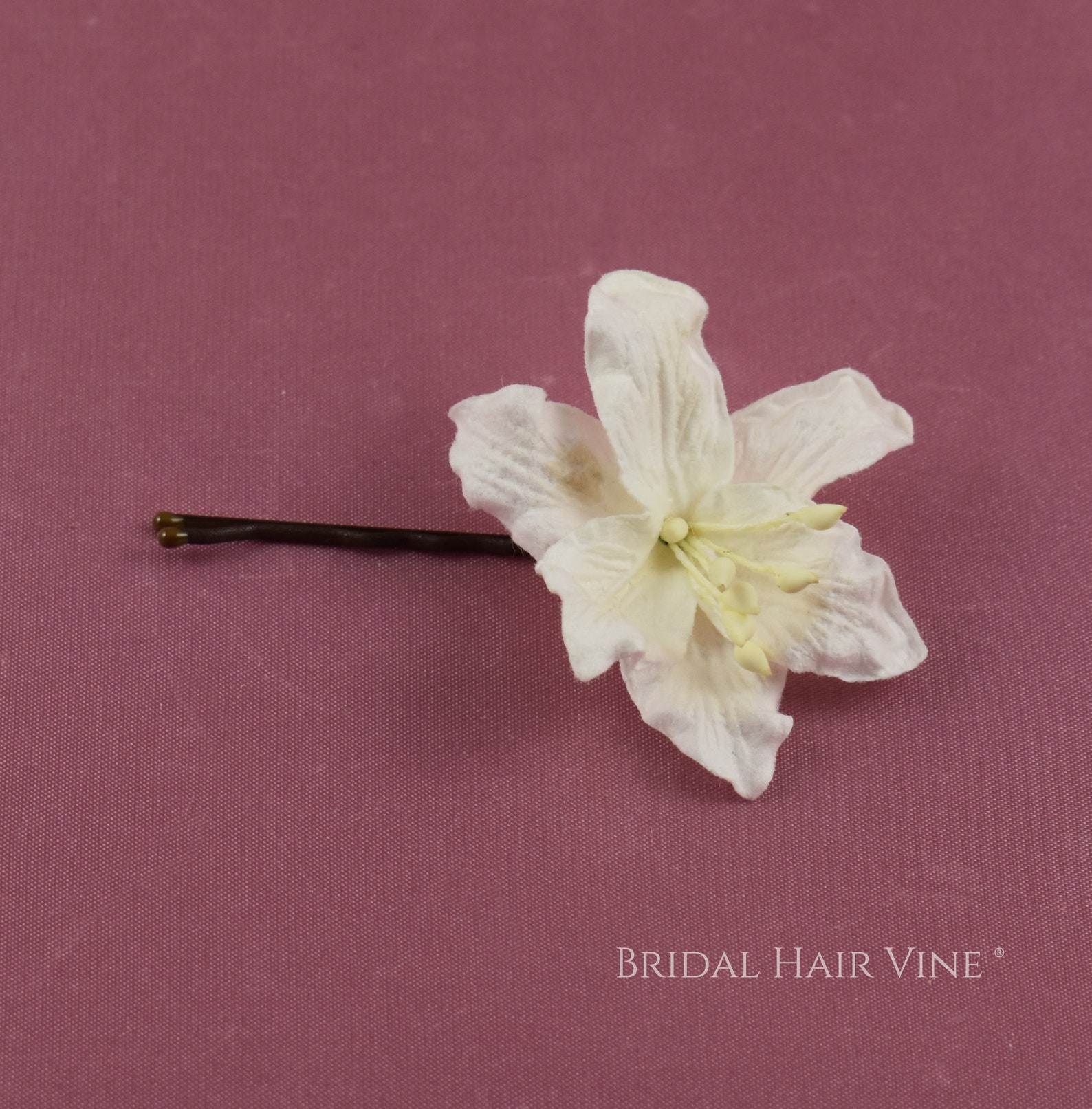 Bridal Lilly Flower Hair Pins, Bridal Grips, Bridal Hair Accessories ...