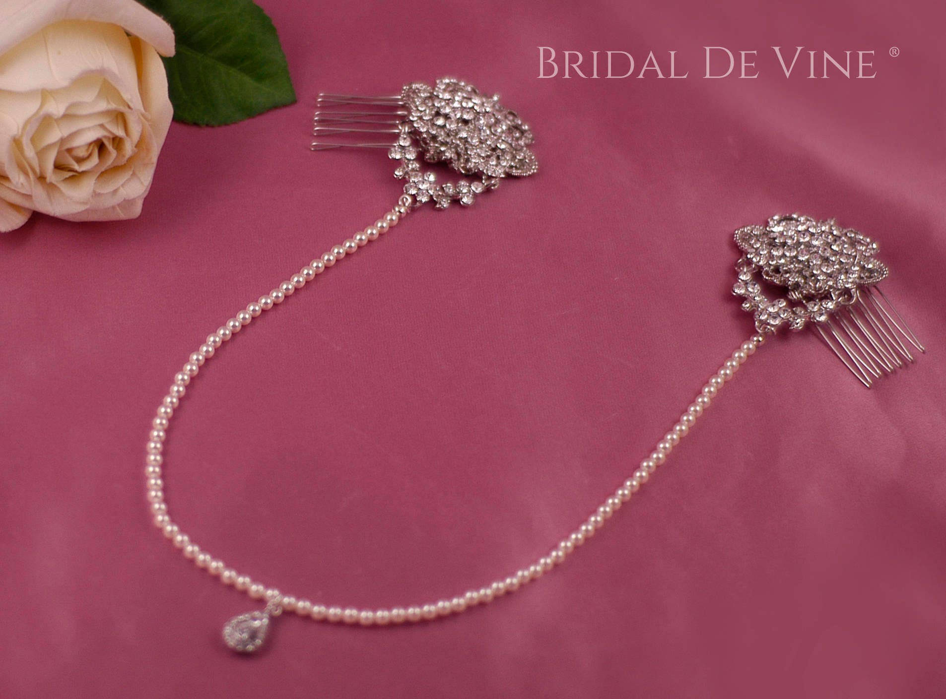 Bridal Forehead Brow Band Headpiece Boho with front Drop | Etsy