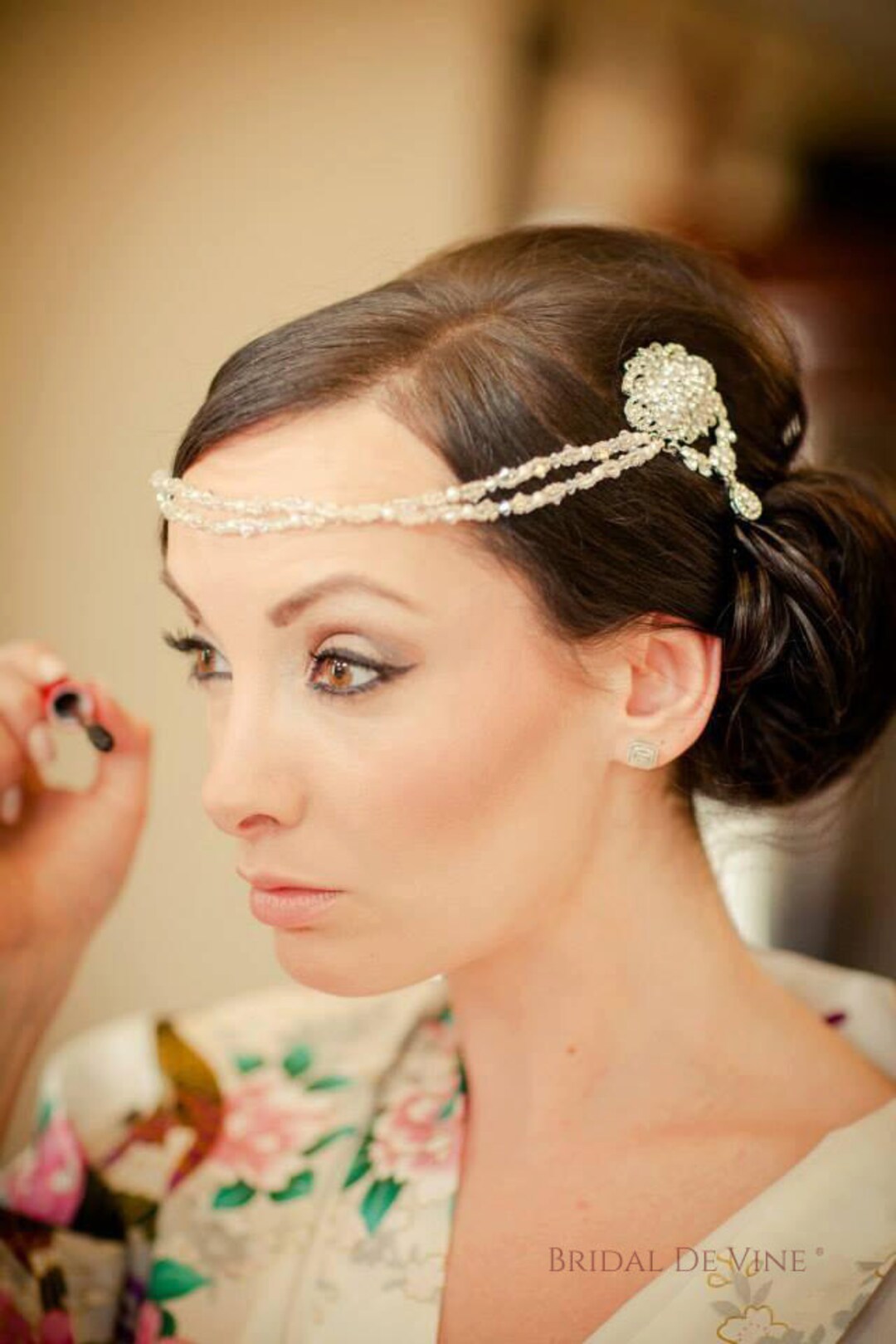 Bridal Hair Drape, Double Hair Comb, Bridal Forehead Band, Pearls ...