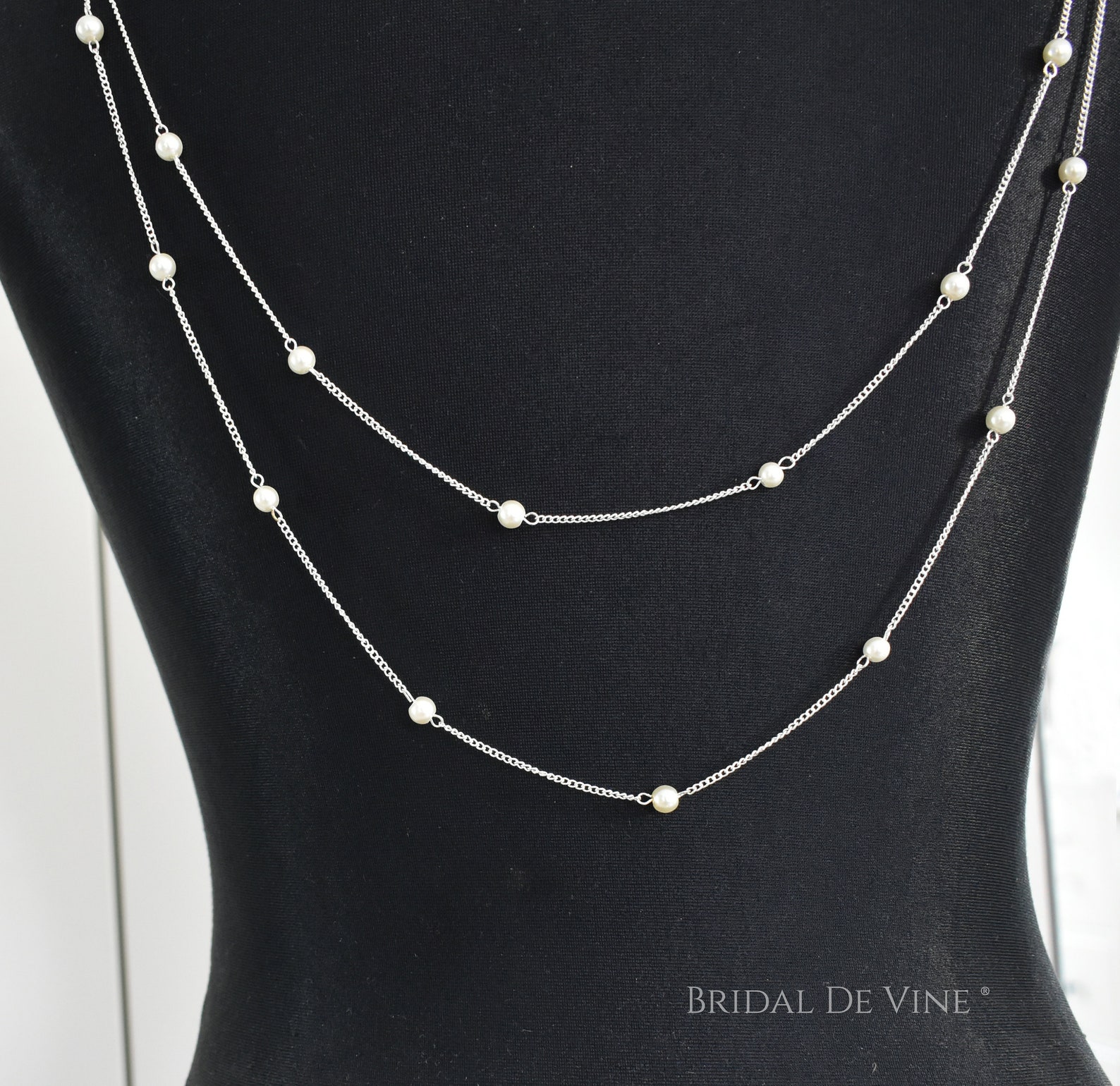 Bridal Back Jewellery, Back Necklace, Backdrop Pearl Crystals - Etsy
